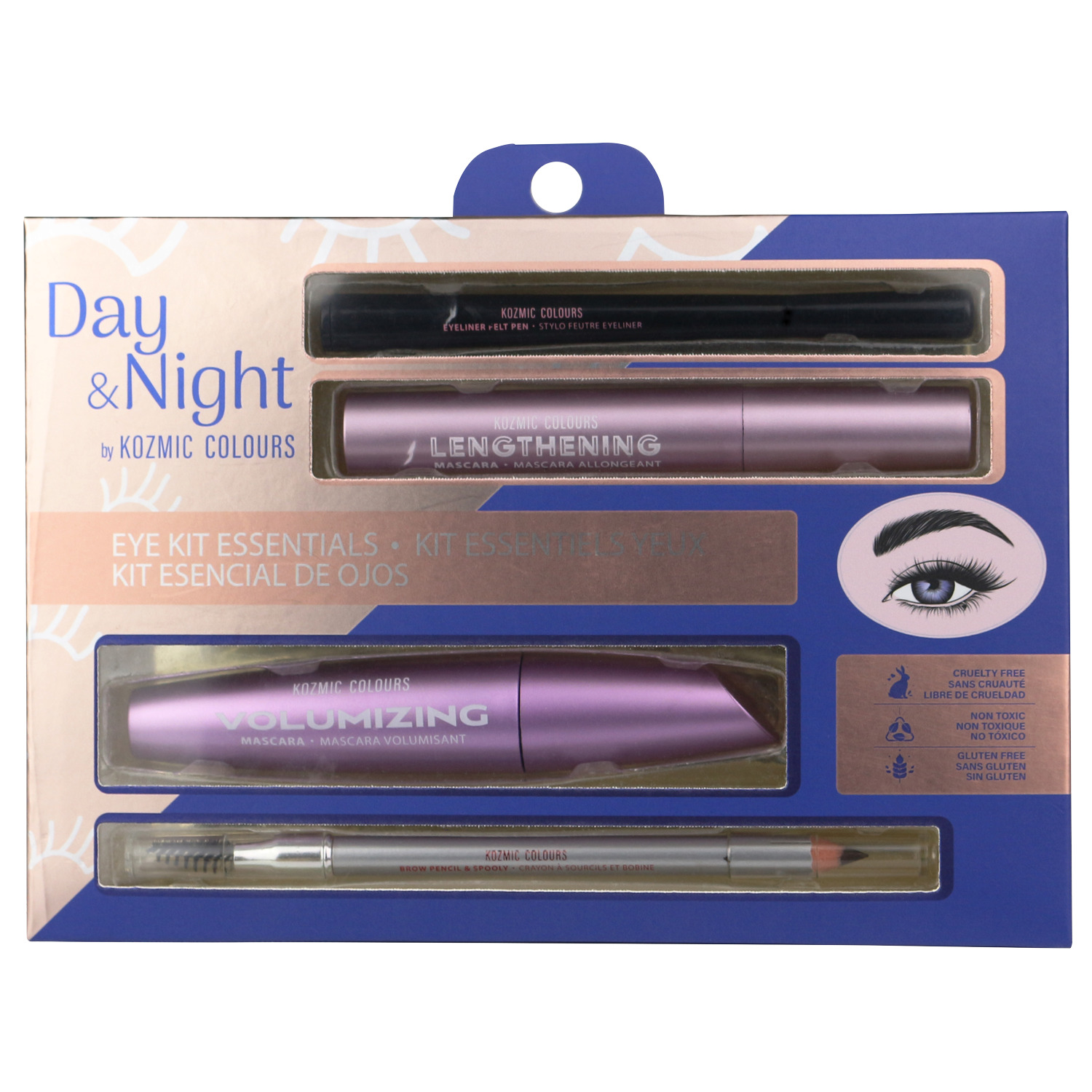 Kozmic Colours - Day & Night eye kit essentials, 4 pcs | Rossy